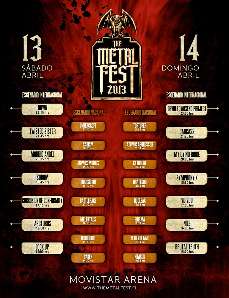 Programacion Metal Fest Chile 2013 – El Santuario del Rock – La fuente underground #1 en ...
