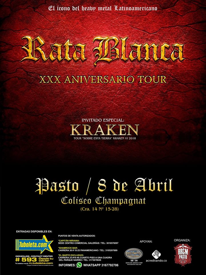 RATA BLANCA en Colombia 2018